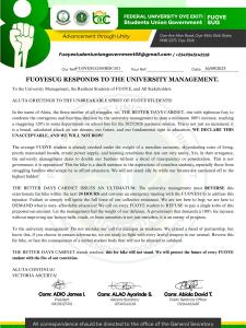 FUOYE Students Union Battles Fee Hike: Voices of Resistance and ...